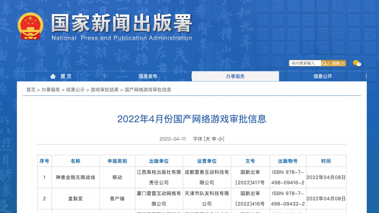 After 8 months, China released another wave of game version numbers, a total of 45 games but no ...