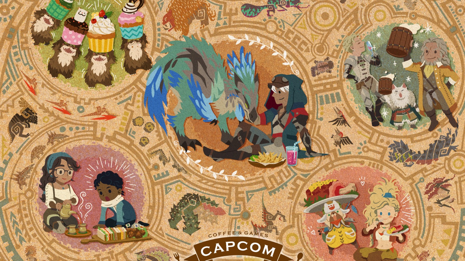 《魔物獵人荒野》CAPCOM CAFE主題聯動確定！荒漠壁畫風可愛主視覺公開 | 4Gamers