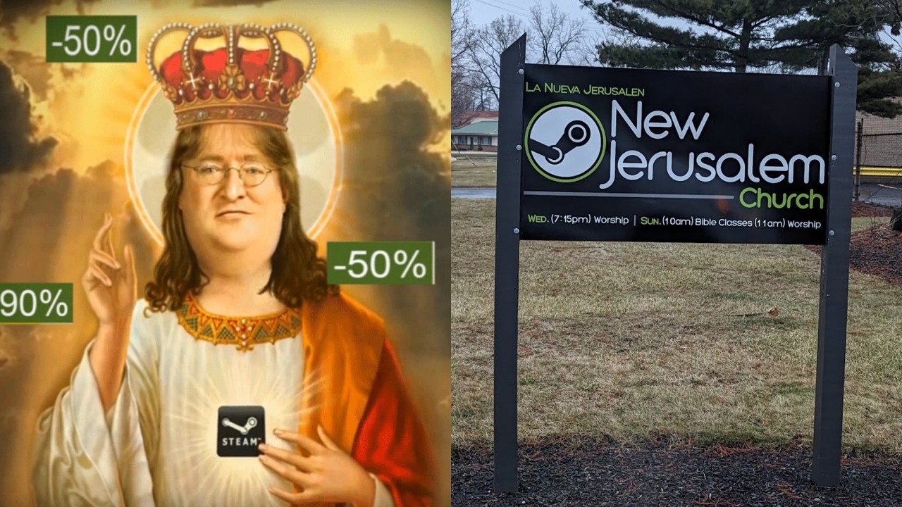 美國教堂路牌置入Steam商標，網友讚「G胖是神拯救世人」 | 4Gamers