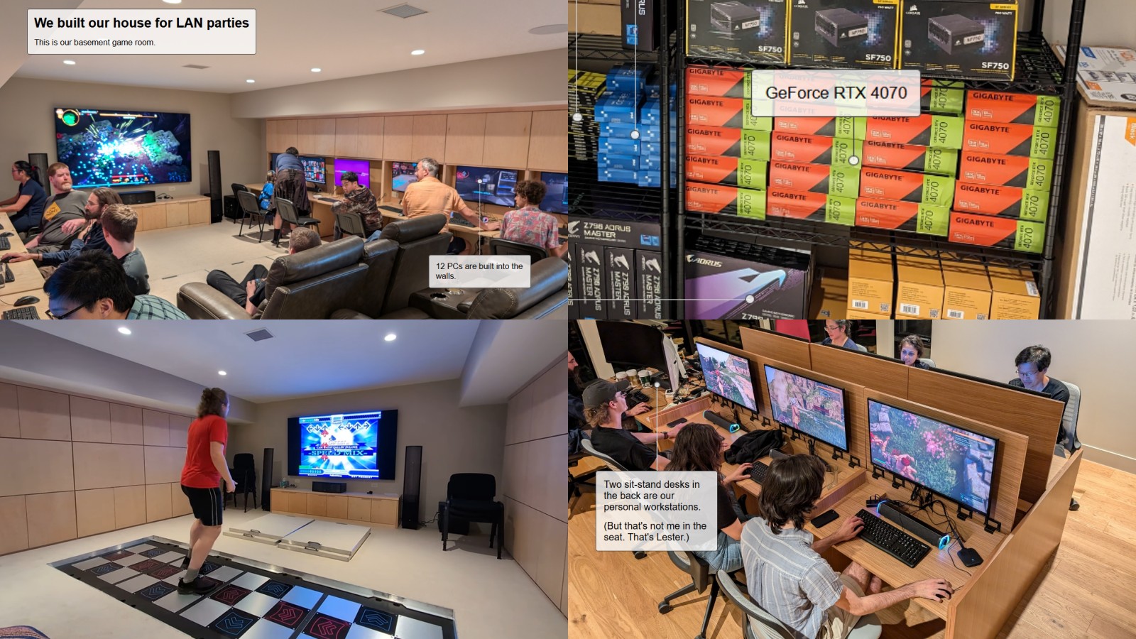 玩家曝光「LAN Party House」百萬鎂遊戲夢想豪宅，20台電腦全配備RTX 4070！對戰室、跳舞機廳、桌遊室、兒童房與貓咪通道 ...